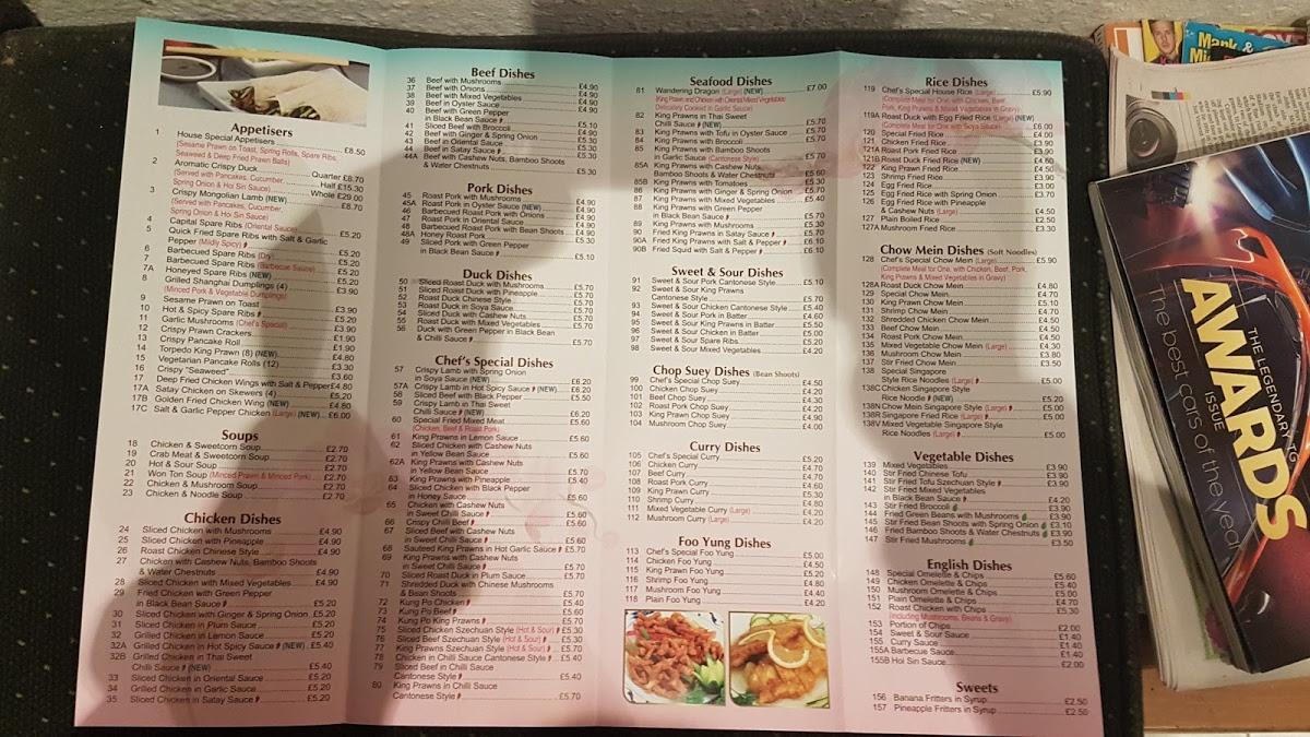 Menu at Gardenia fast food, Tiptree