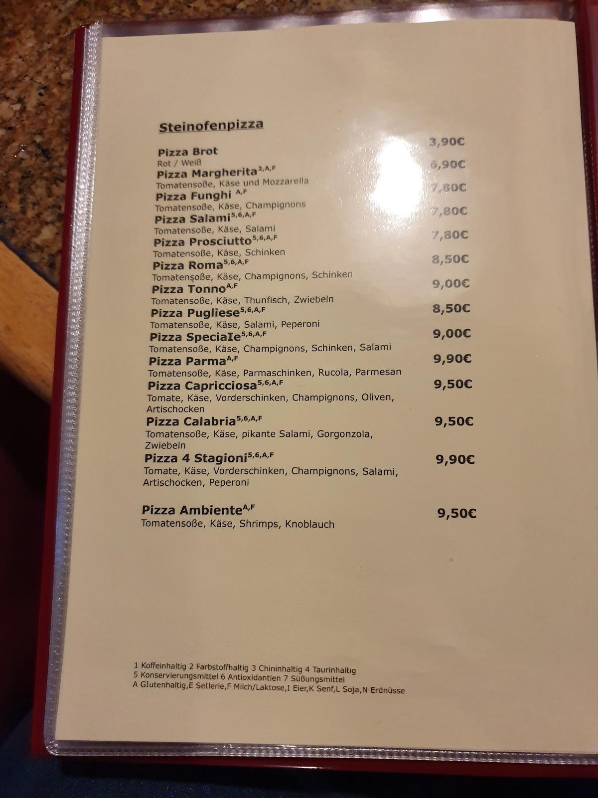 Speisekarte von Ambiente restaurant, Ulm