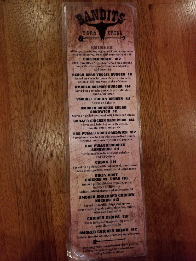 Menu at Bandit's Bar & Grill, Troutdale