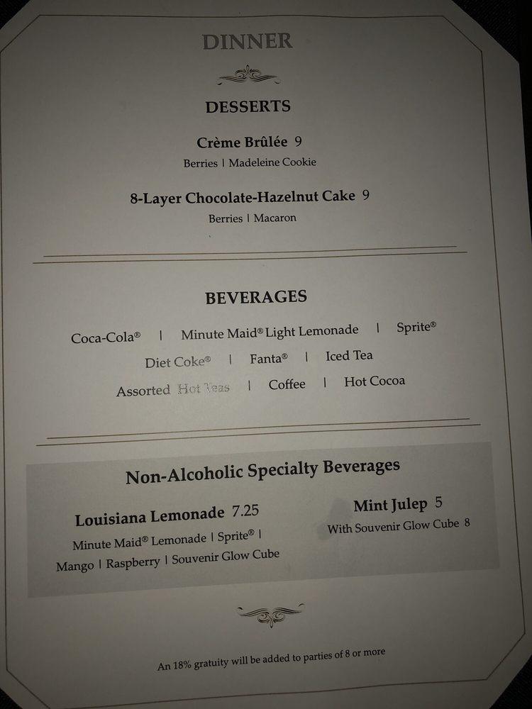 Menu at Blue Bayou Restaurant, Anaheim, S Harbor Blvd