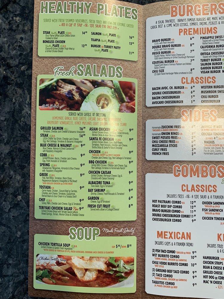 Menu at Bravos California Fresh restaurant, Mission Viejo