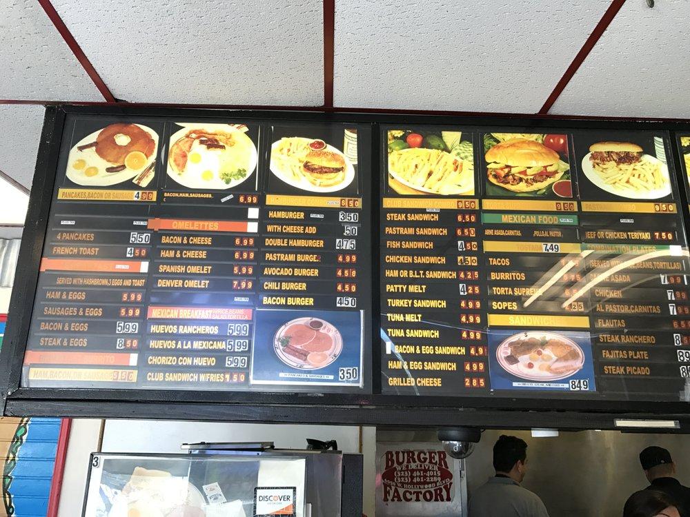 Menu at Burger Factory - Hollywood fast food, Los Angeles, Santa Monica ...