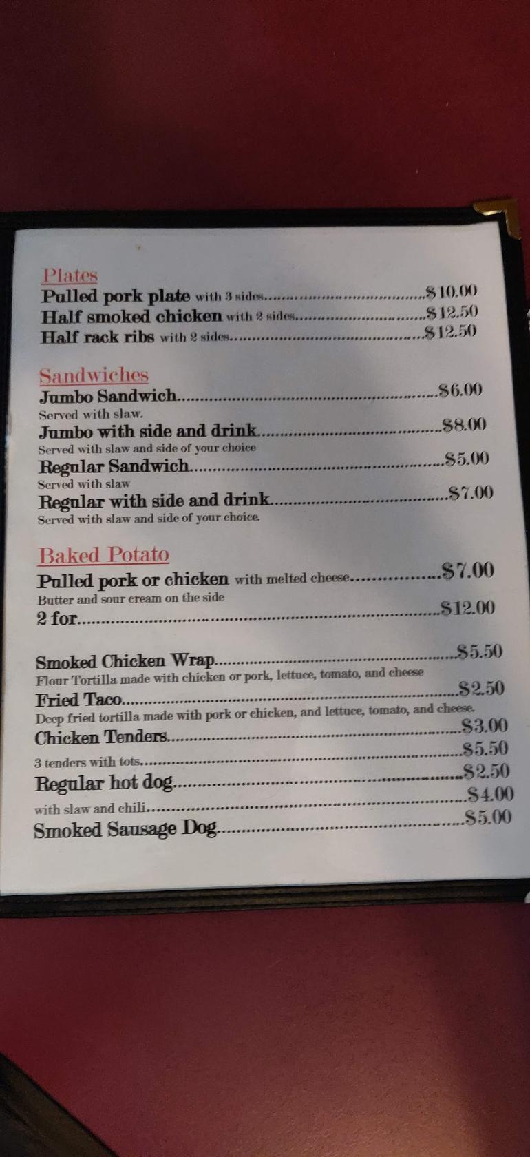 Menu at Jerome's Fine Swine & BBQ, Whitwell, TN-28
