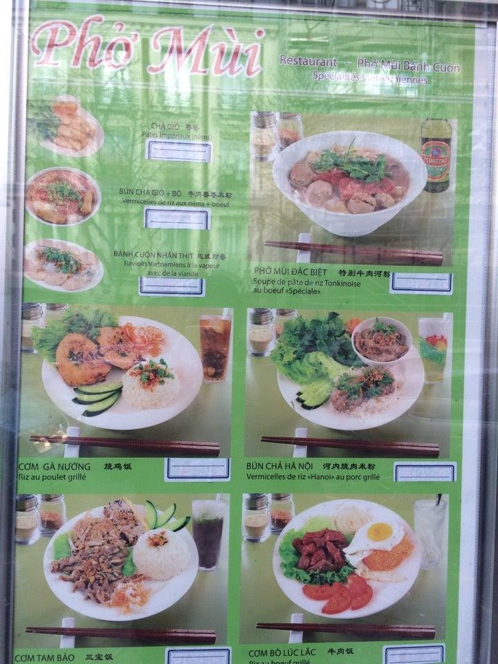 Menu at Restaurant Saigon Moi, Paris, 82 Rue Baudricourt