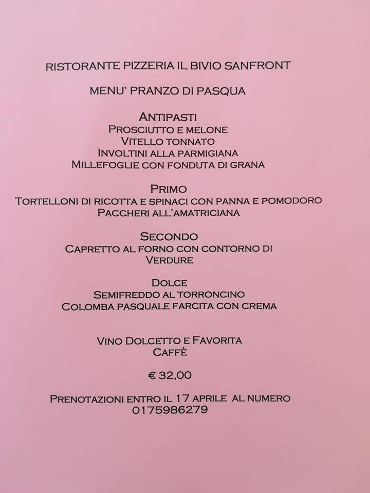 Menu da Ristorante Il Bivio, Sanfront
