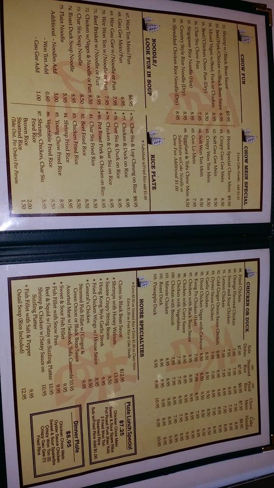 Menu at Taste of Hong Kong restaurant, Ewa Beach