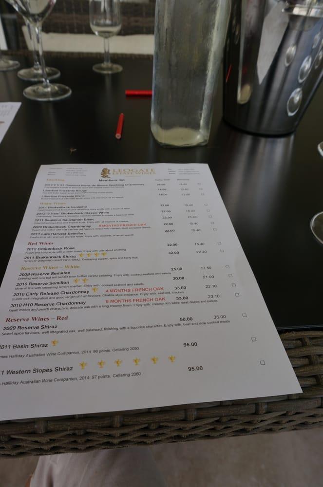 Menu at The Gates Restaurant @ Leogate Estate Wines, Pokolbin