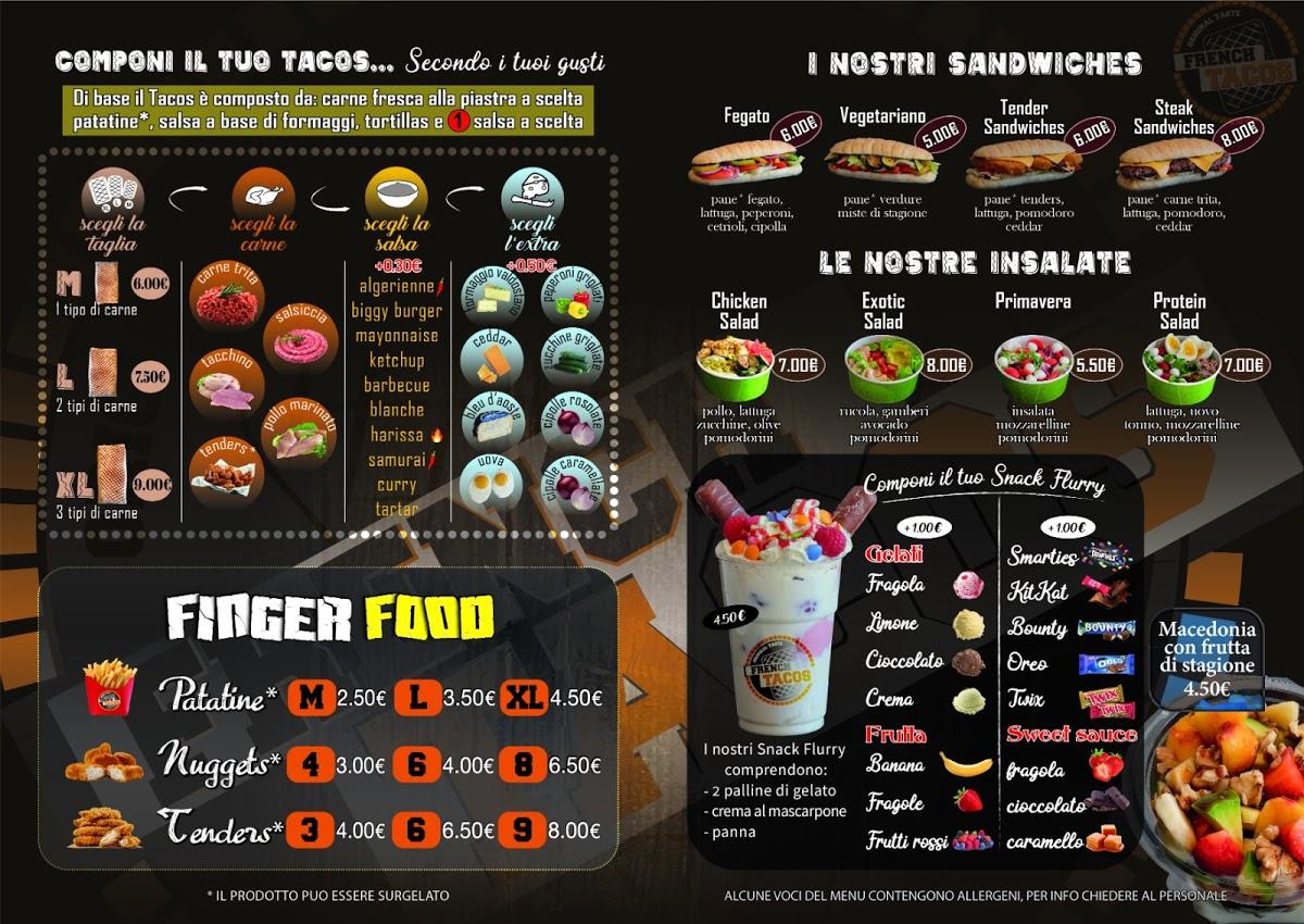 Menu at French Tacos restaurant, Aosta