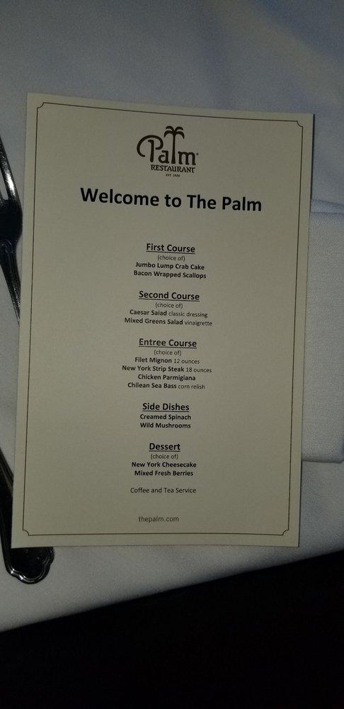 Menu at The Palm - Washington, D.C steakhouse, Washington