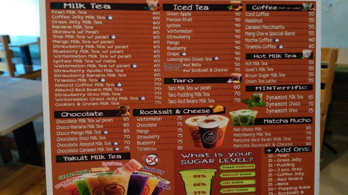 Menu at Mang Cha-a Apalit cafe, Apalit