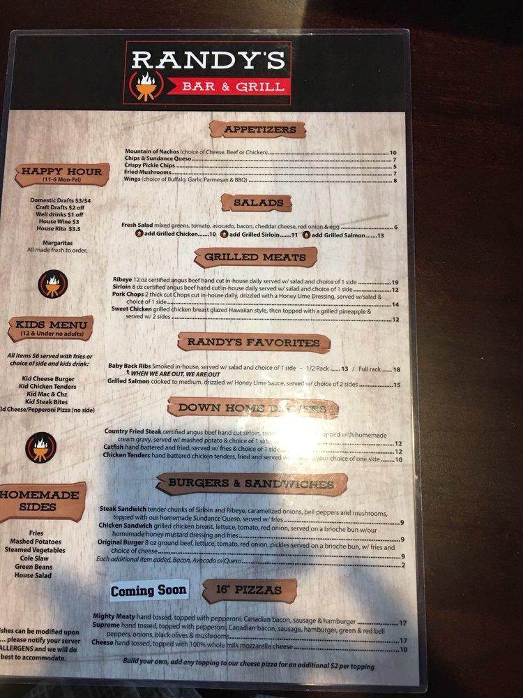 Menu at Randy's Bar & Grill, Granbury, E US Hwy 377