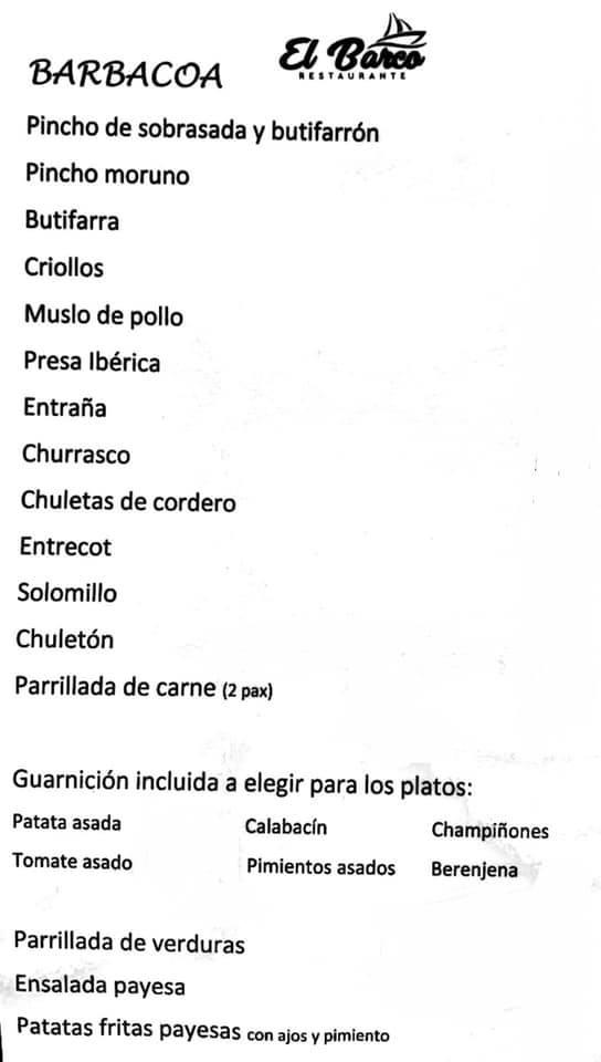 Menu at Almar Restaurante Ibiza, Ibiza
