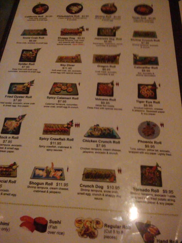 Menu at Shogun restaurant, The Woodlands, Farm to Market 2920
