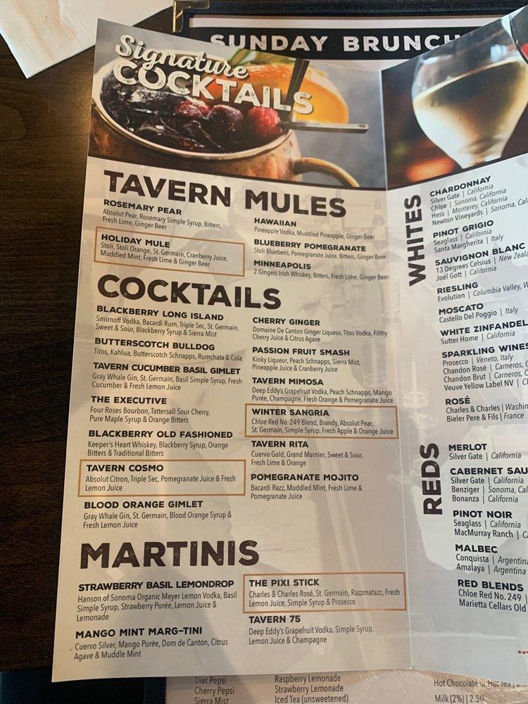 Menu at The Tavern Grill pub & bar, Minnetonka