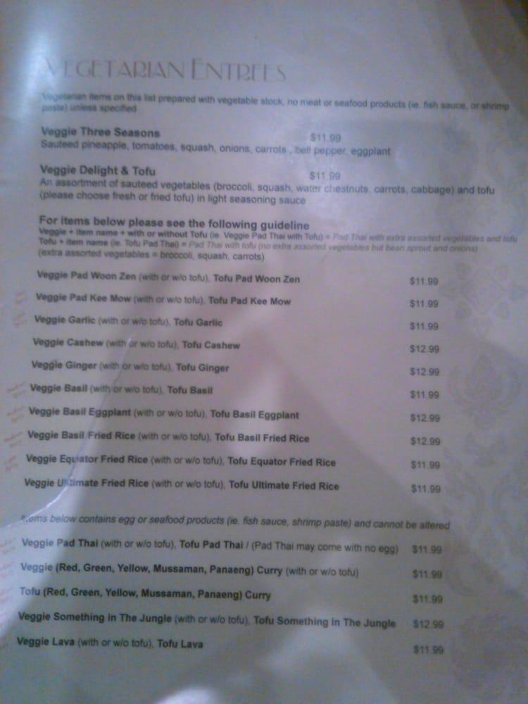 Menu at Café Equator Thai Cuisine restaurant, Metairie, Severn Ave