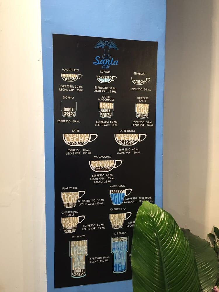 Menu at Santa Café, Buenos Aires