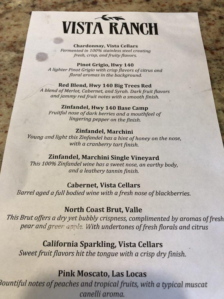Menu at Vista Ranch Farming Area pizzeria, Merced