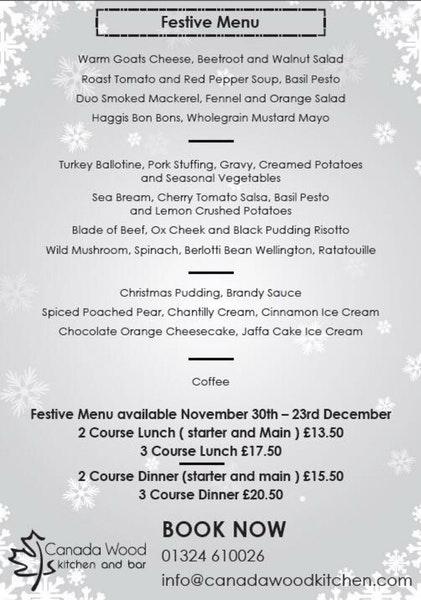 Menu at Cafe at Canada Wood, Falkirk