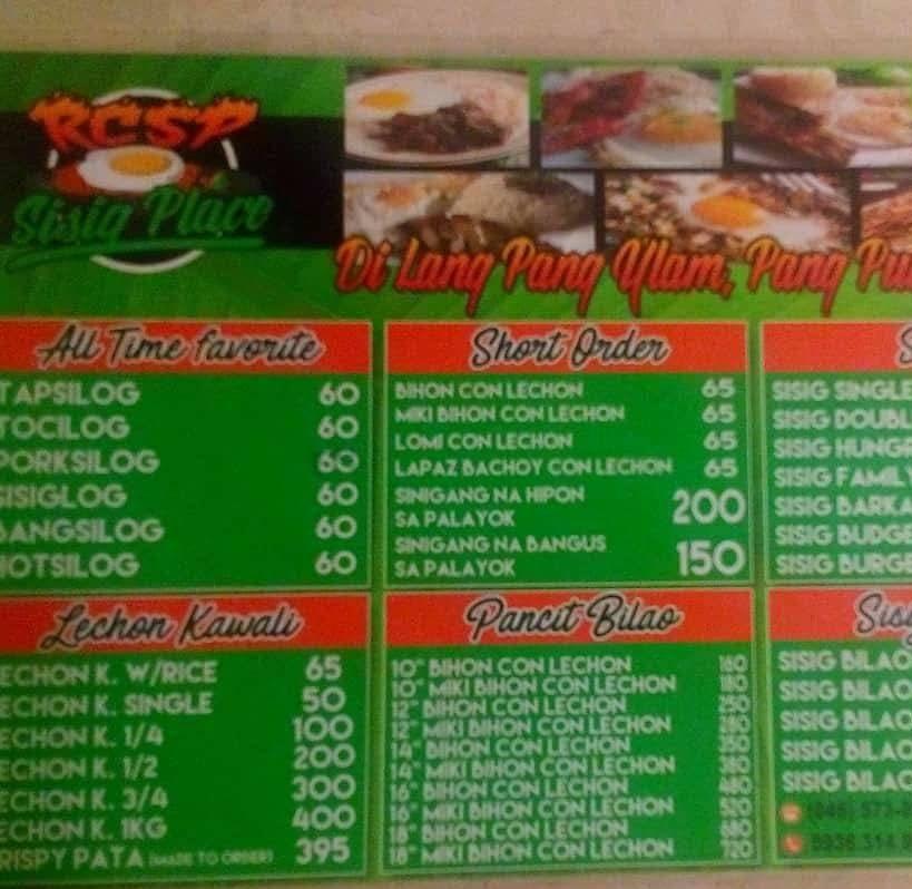 Menu at Checo's Sisig Point RCSP R-Checo's Sisig Place. restaurant, Imus