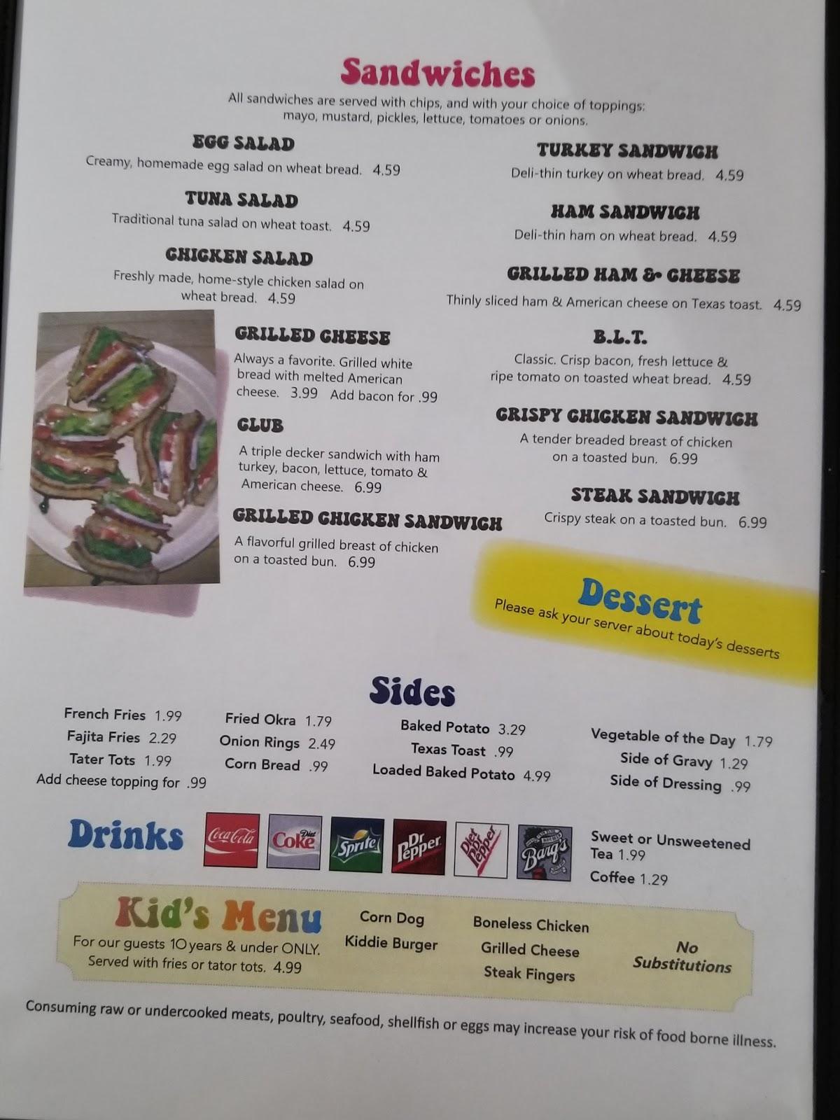 Menu at June's restaurant, Checotah