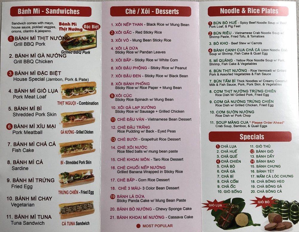 Menu at Kim Huong desserts, Westminster