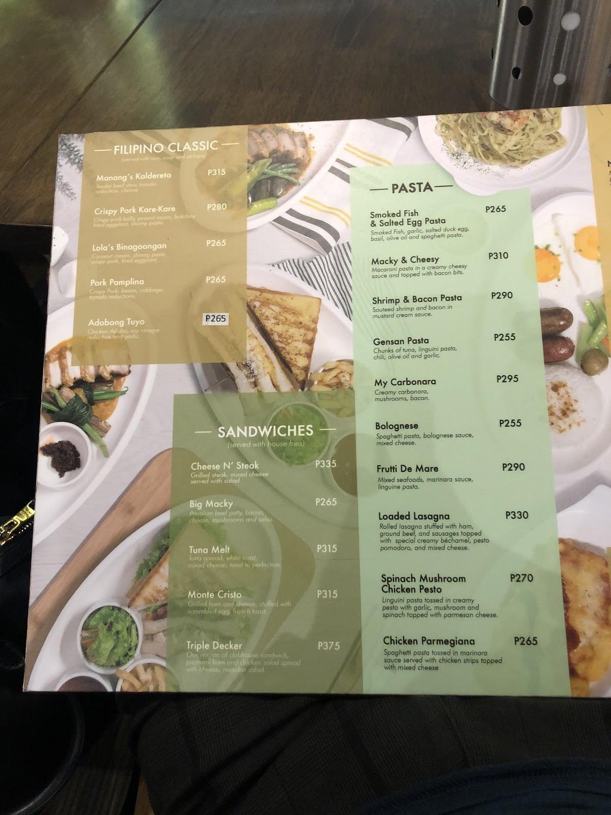 Menu at Nords Bread Hub restaurant, Makati