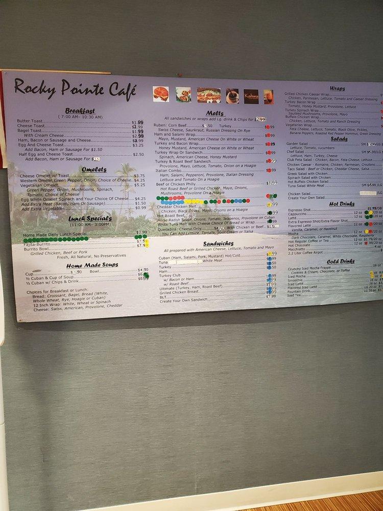 Menu at Rocky Pointe Cafe, Tampa, N Rocky Point Dr Suite#175