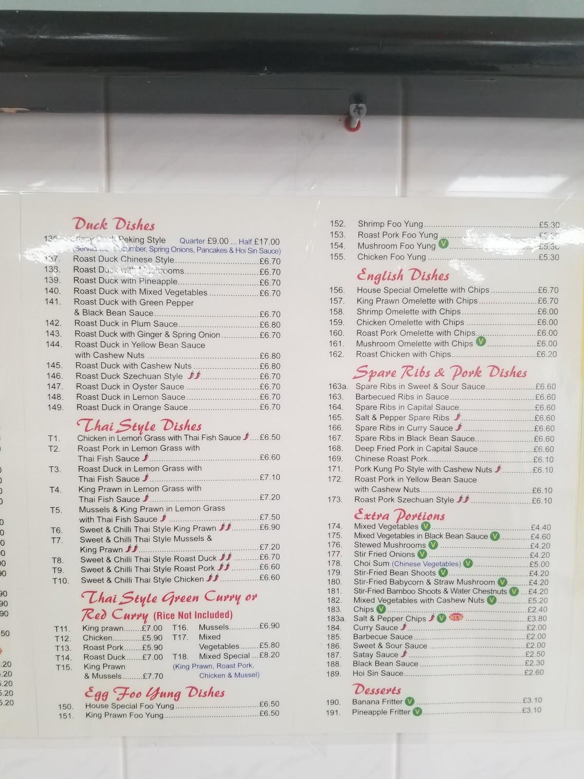 Menu at Sheung Moon fast food, Sandhurst