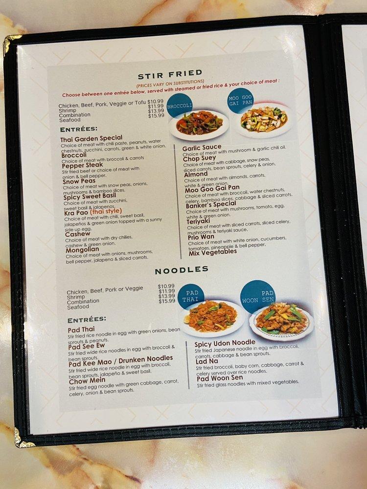 Menu at Thai Garden restaurant, Dodge City