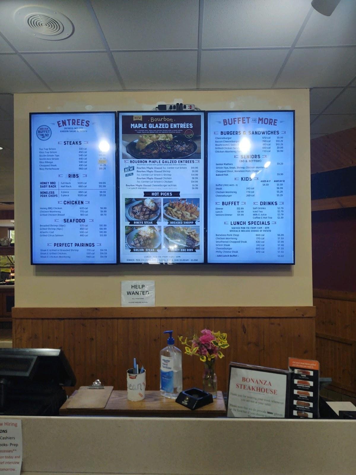 Menu at Bonanza steakhouse, New Columbia, 300 Commerce Park Dr