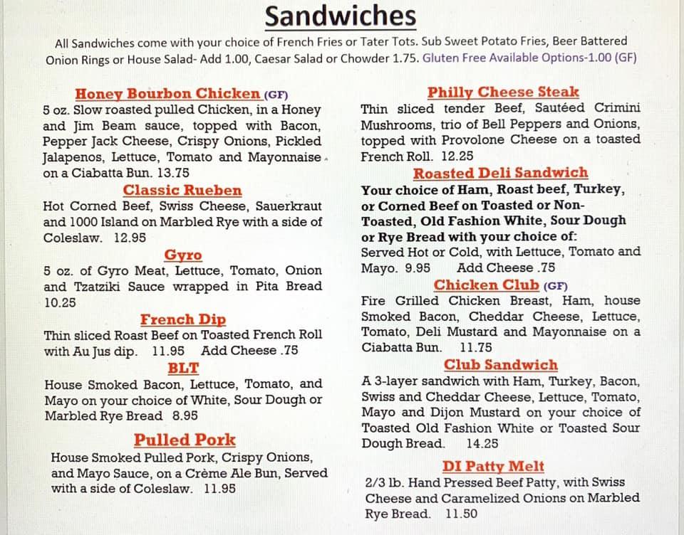 Menu at Desert Inn Sports Bar and Grill, Metolius
