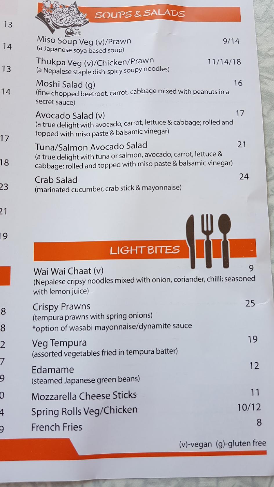 Carta del restaurante Moshi, Dubai, Shop No. 23