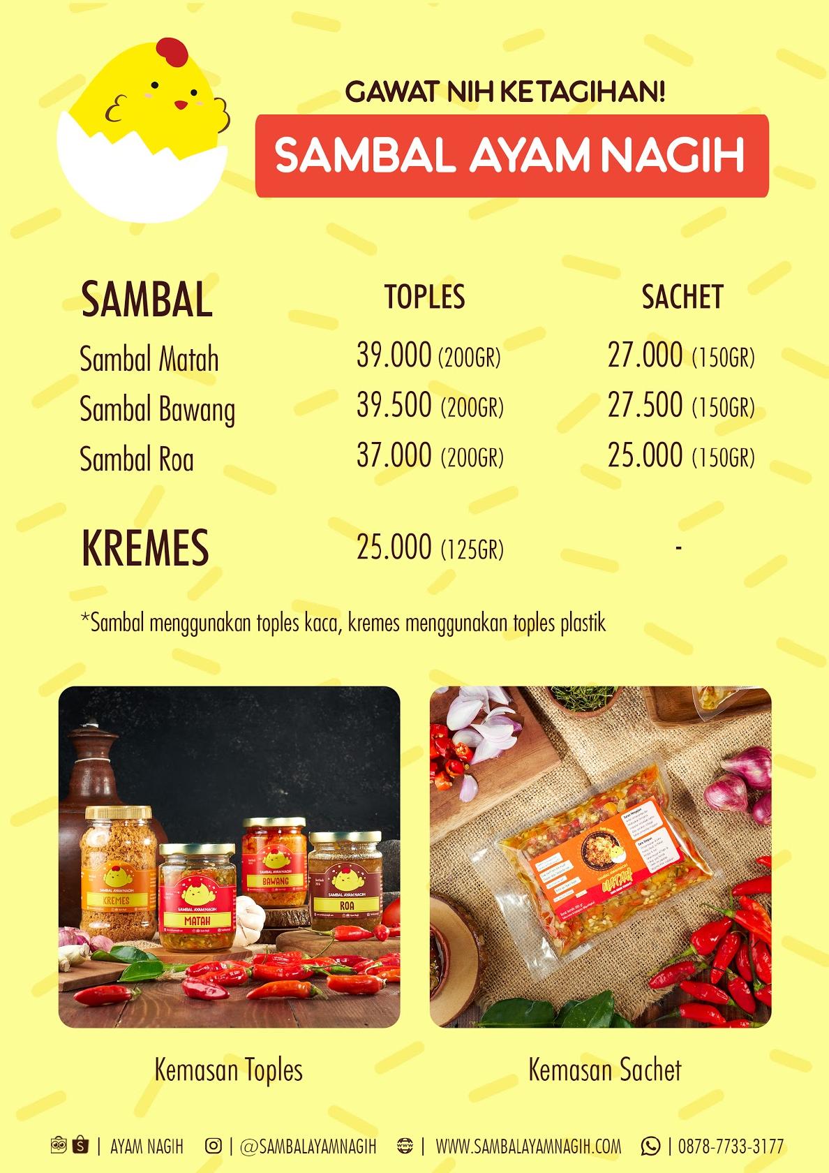 Menu at Sambal Nagih restaurant, Central Jakarta, 13