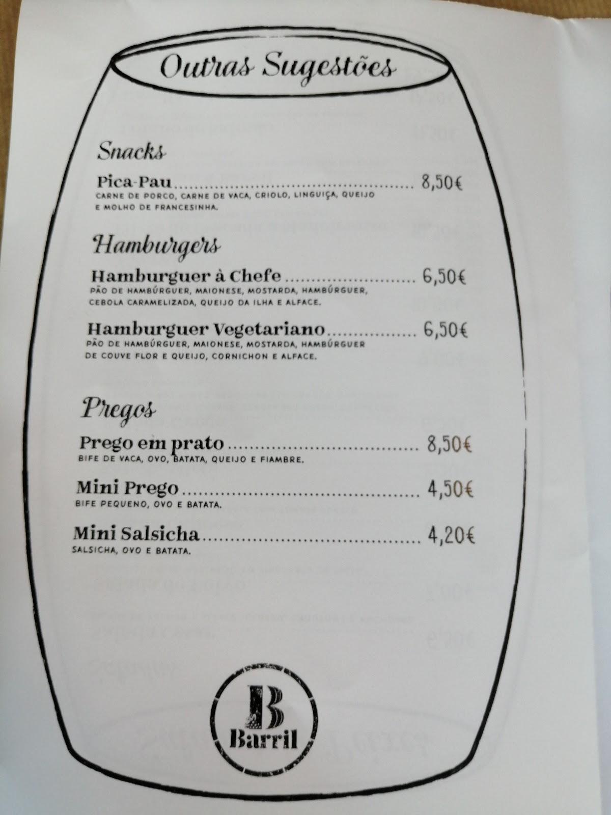 Menu em Barril Avenida (francesinha da Pita), Valongo, Av. 5 de Outubro 43