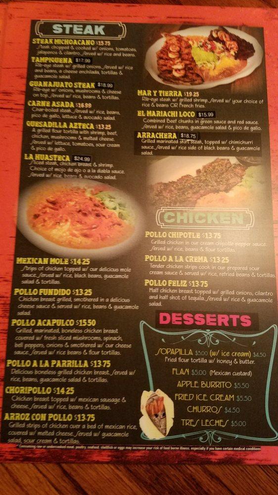 Menu at El Mezcalito Mexican Grill restaurant, Palm Bay