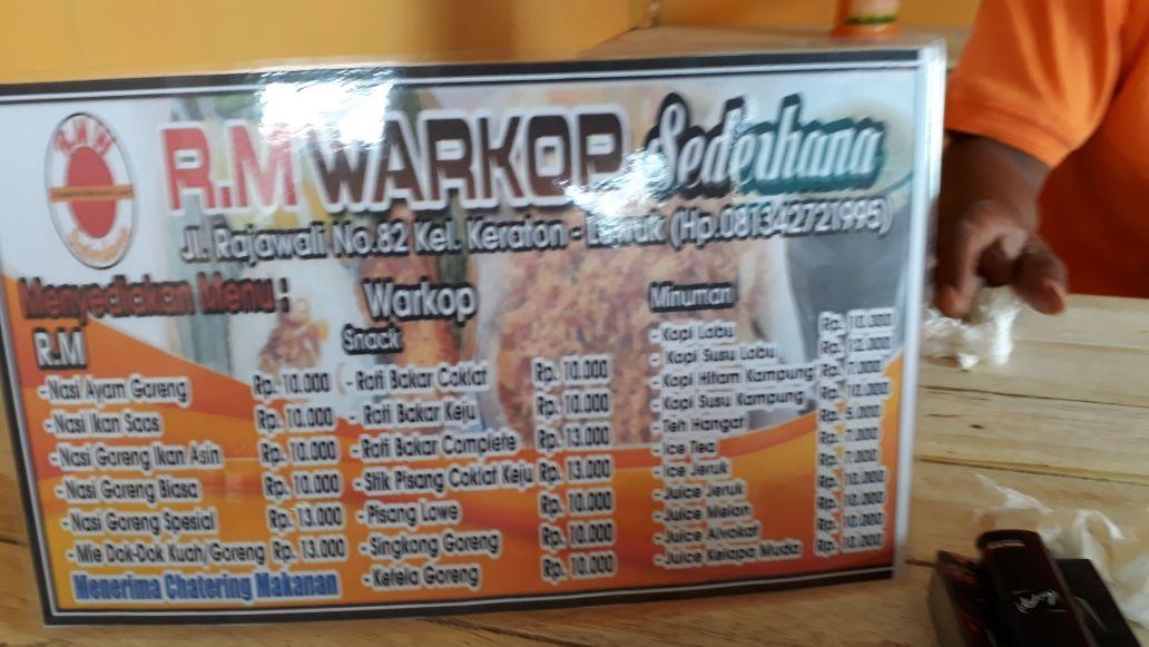 Menu at RM&WARKOP SEDERHANA cafe, Luwuk