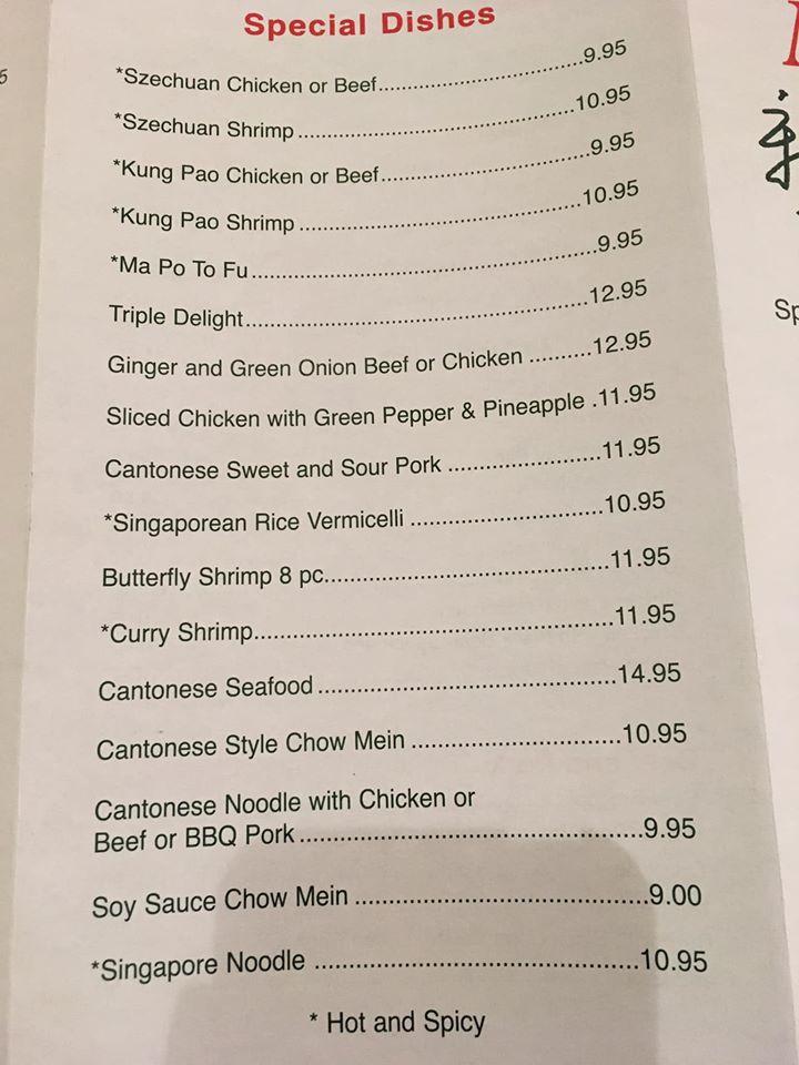 Menu at New City Restaurant, St. John's