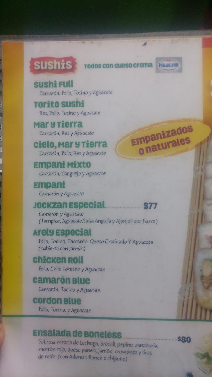 Carta del restaurante Chile Full Gaspar Luken, Hermosillo