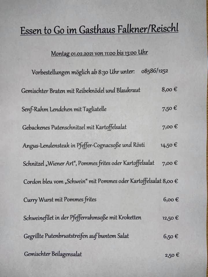 Speisekarte von Gasthaus Falkner-reischl Inh. Markus Reischl restaurant ...