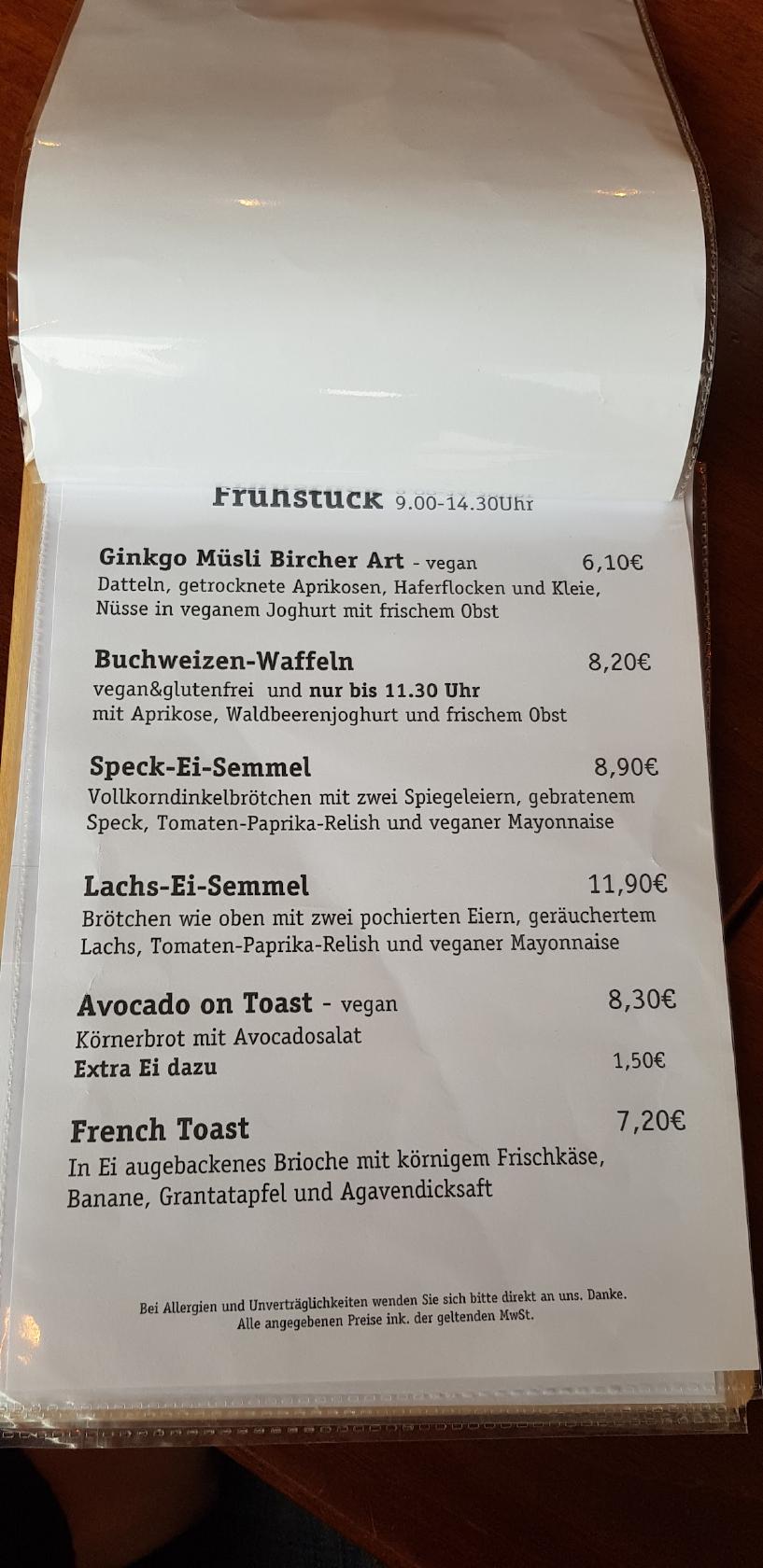 Speisekarte von Ginkgo coffee.soul.food restaurant, Königsbrunn