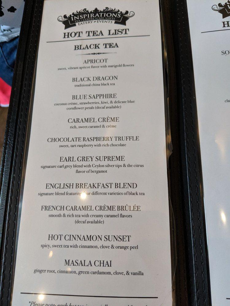 Menu at Inspirations Tea Room, Eatery, & Events restaurant, Edmond