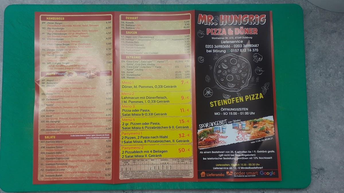Speisekarte von Galaxy Kebab & Pizza Haus, Duisburg