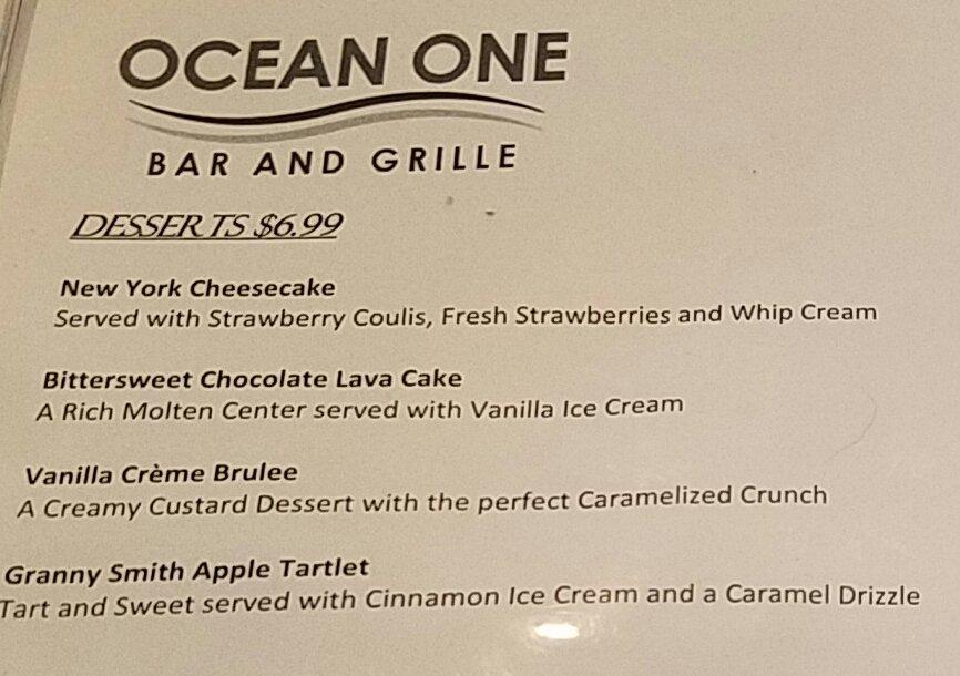 Menu at Ocean One Bar & Grille, Las Vegas