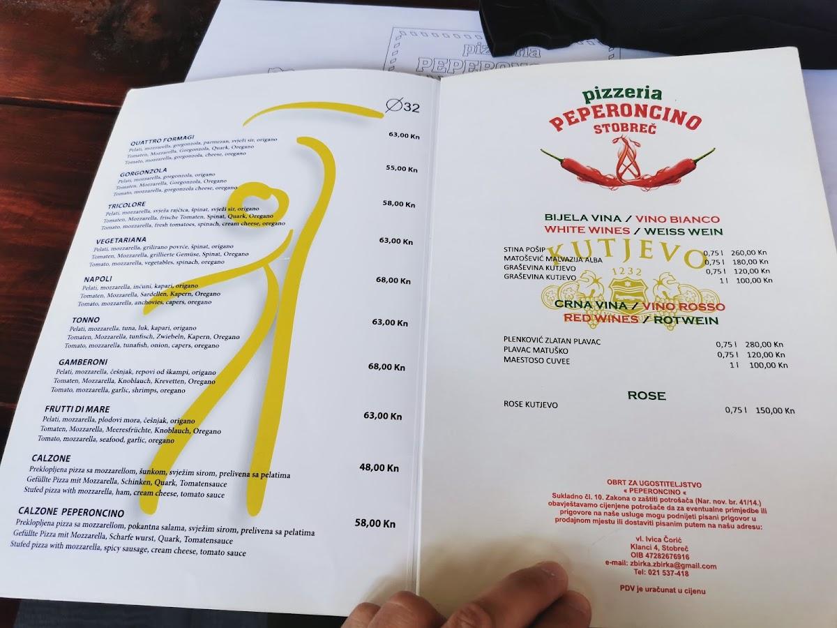 Menu da Peperoncino ristorante, Stobreč