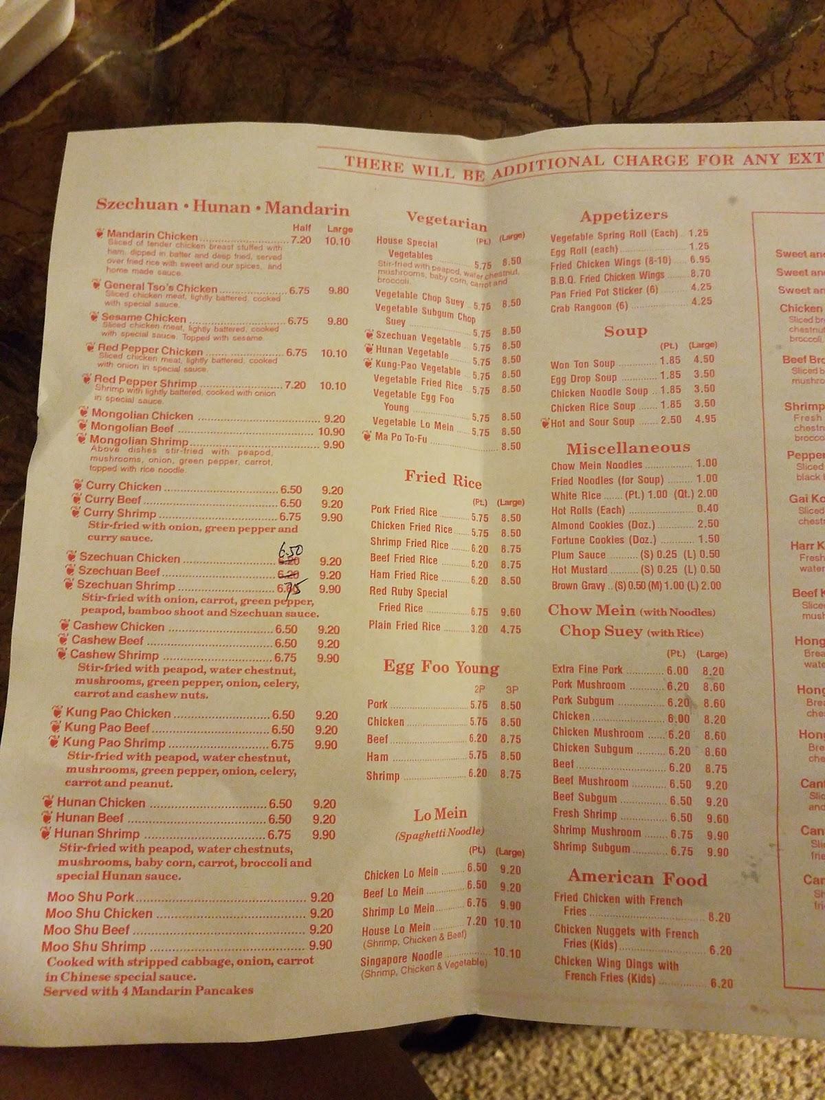 Menu at Red Ruby Restaurant, Dearborn Heights, Telegraph Rd