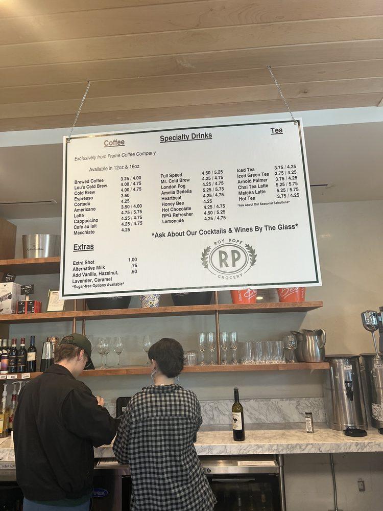 Menu at Roy Pope Grocery restaurant, Fort Worth