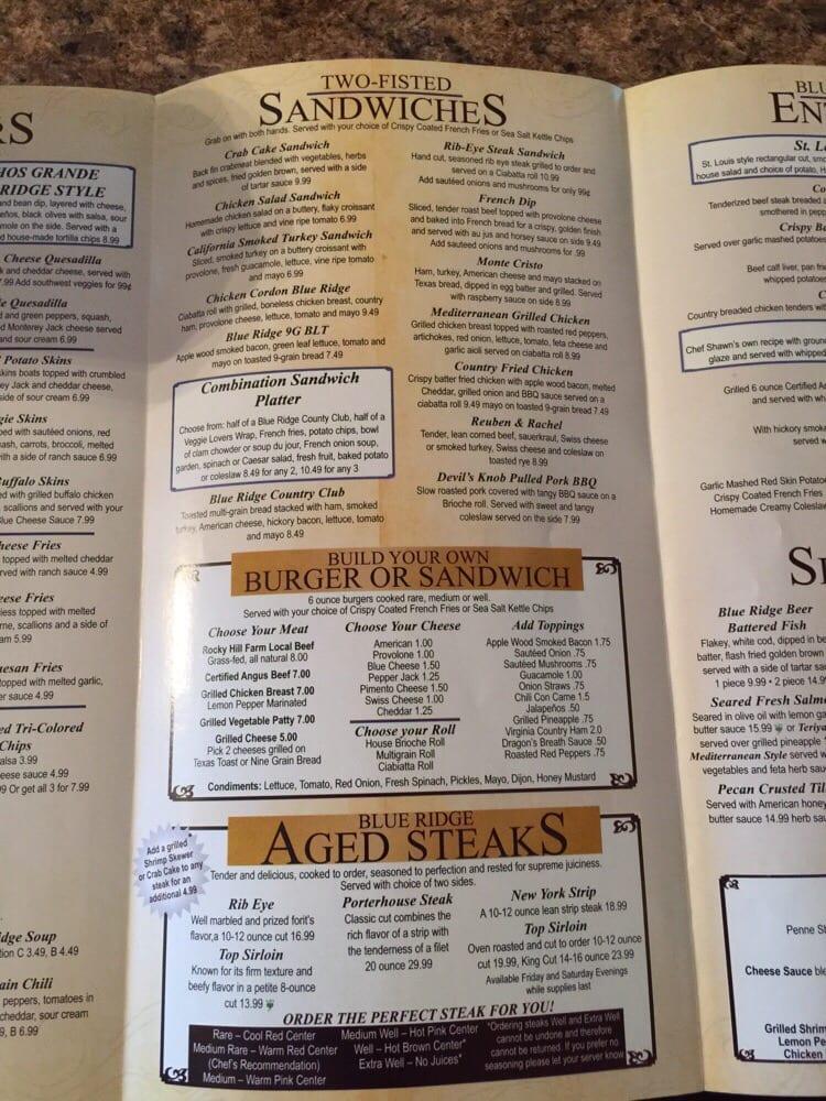 Menu at Blue Ridge Cafe & Catering, Ruckersville