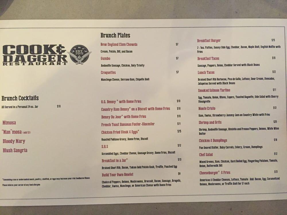 Menu at Cook and Dagger pub & bar, Smithfield