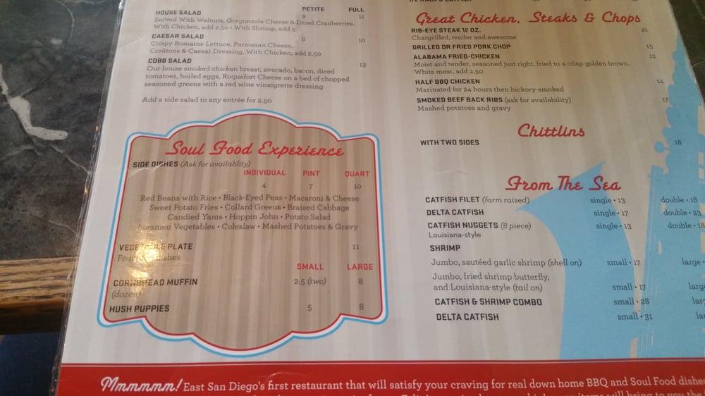 Menu at Felix's BBQ with Soul, Oceanside, Ocean Ranch Blvd