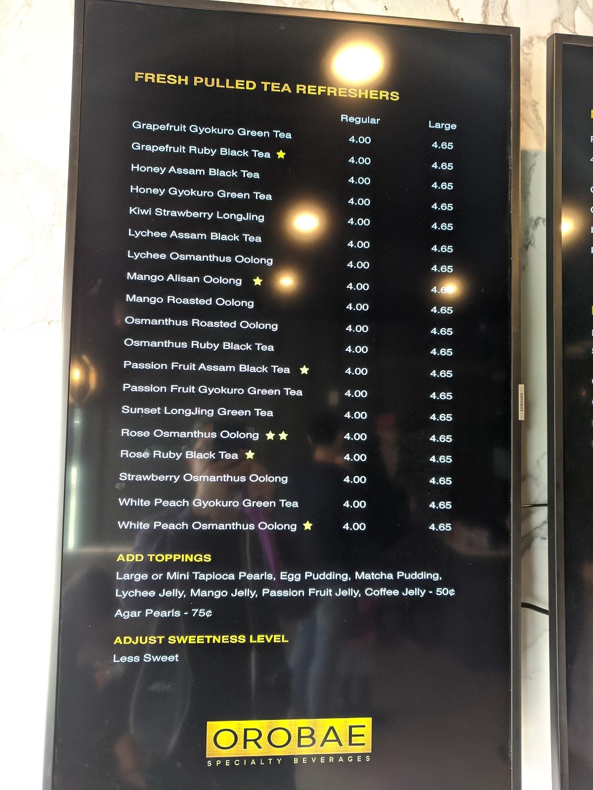 Menu at OROBAE restaurant, Irvine
